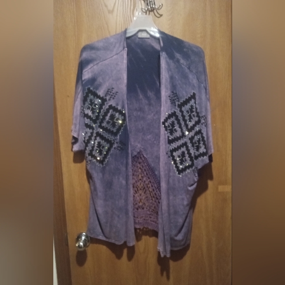 Vocal | Tops | Vocal Brand Xxl Lavenderblack And Bling Cardigan ...